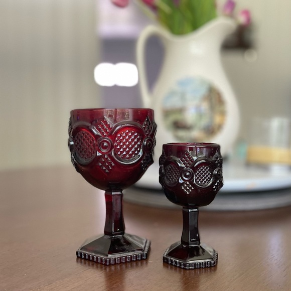 Avon | Dining | Vintage Avon Cape Cod Ruby Red Goblets Set Of Two Wine ...